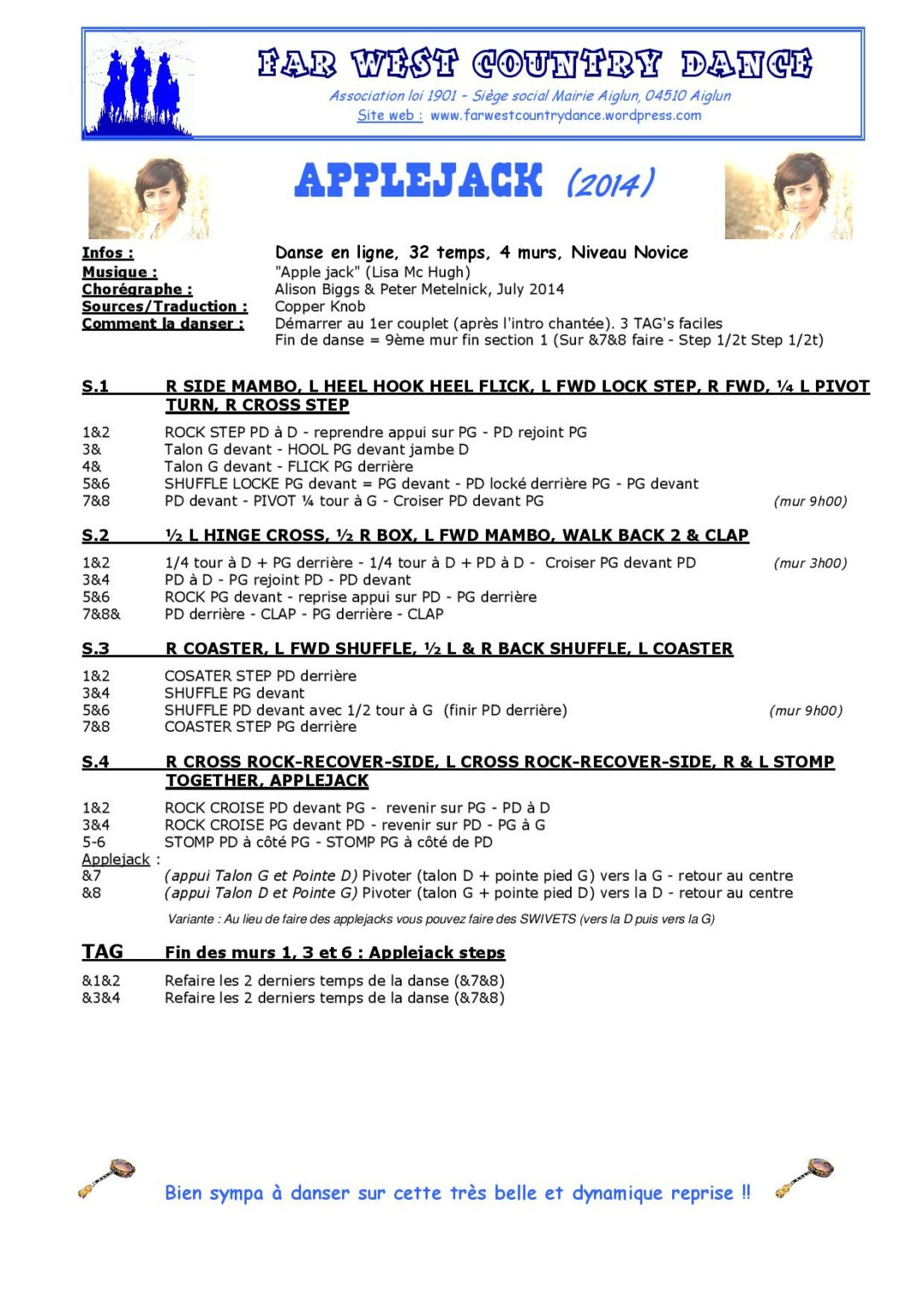 AppleJack | Fiche de danse country - Cervelle De Country