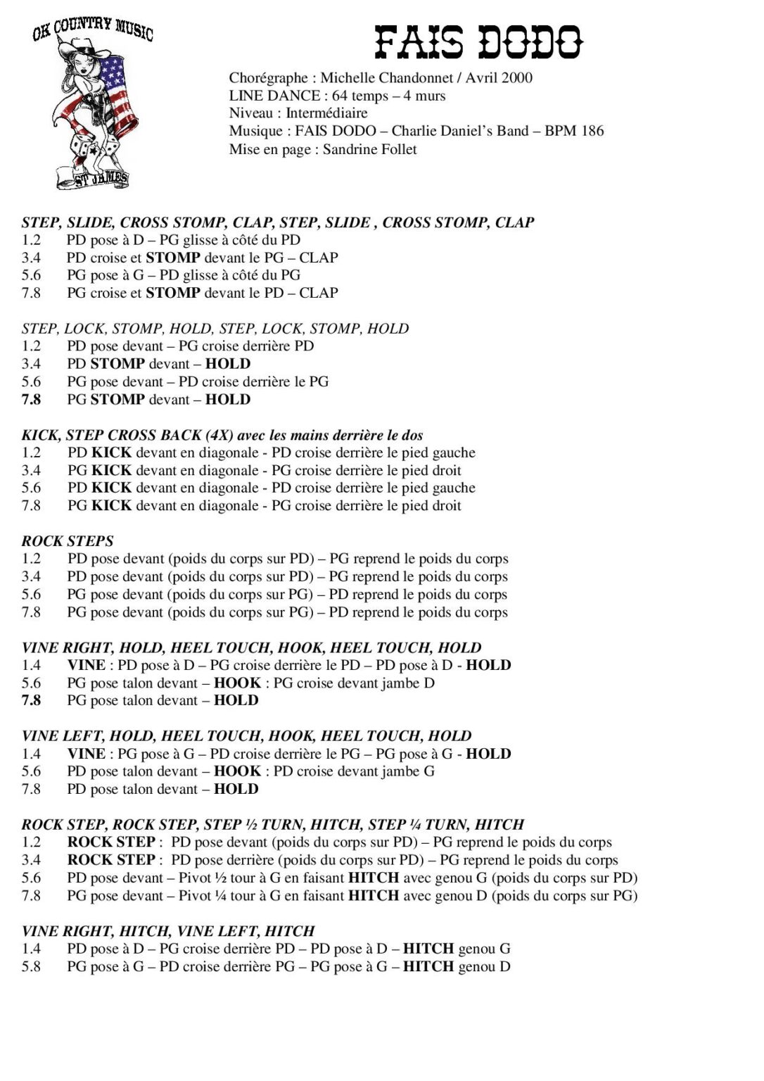 Fais Dodo | Fiche de danse country - Cervelle De Country